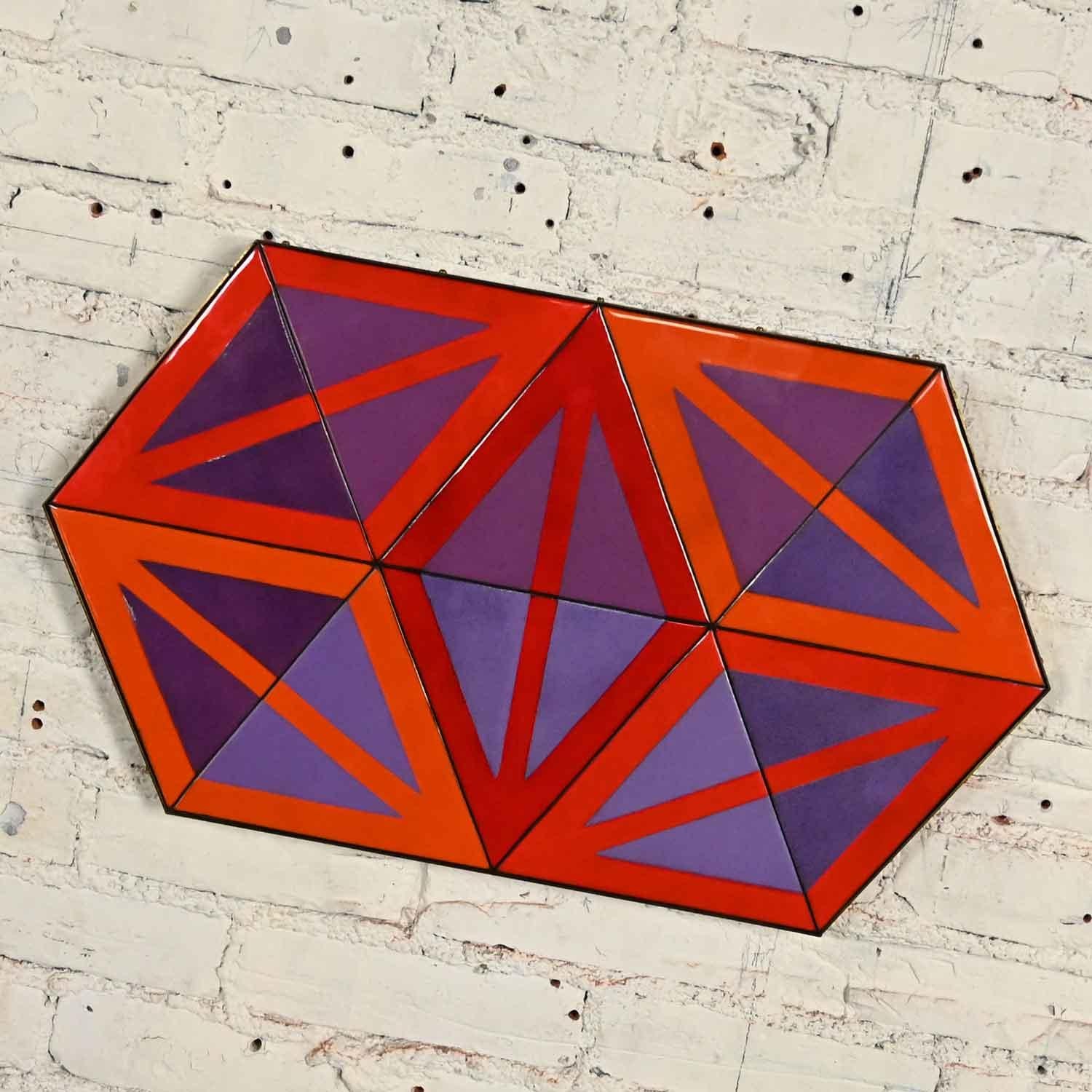 Vintage Ellamarie Woolley MCM Enamel on Copper Geometric Wall Sculpture ...
