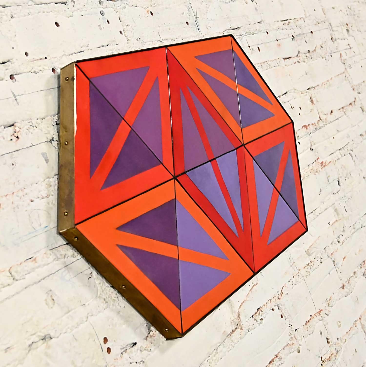 Vintage Ellamarie Woolley MCM Enamel on Copper Geometric Wall Sculpture ...