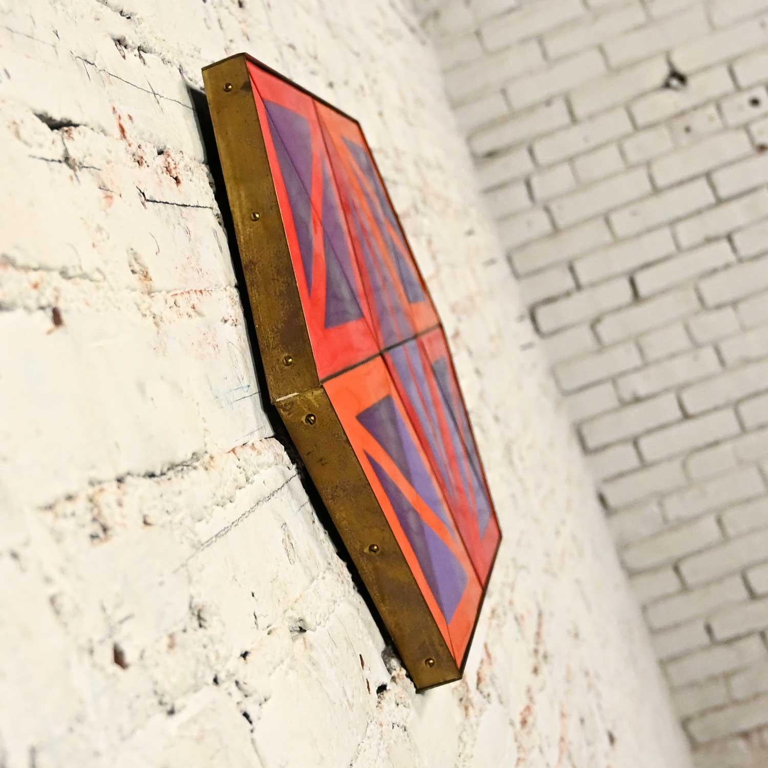 Vintage Ellamarie Woolley MCM Enamel on Copper Geometric Wall Sculpture ...