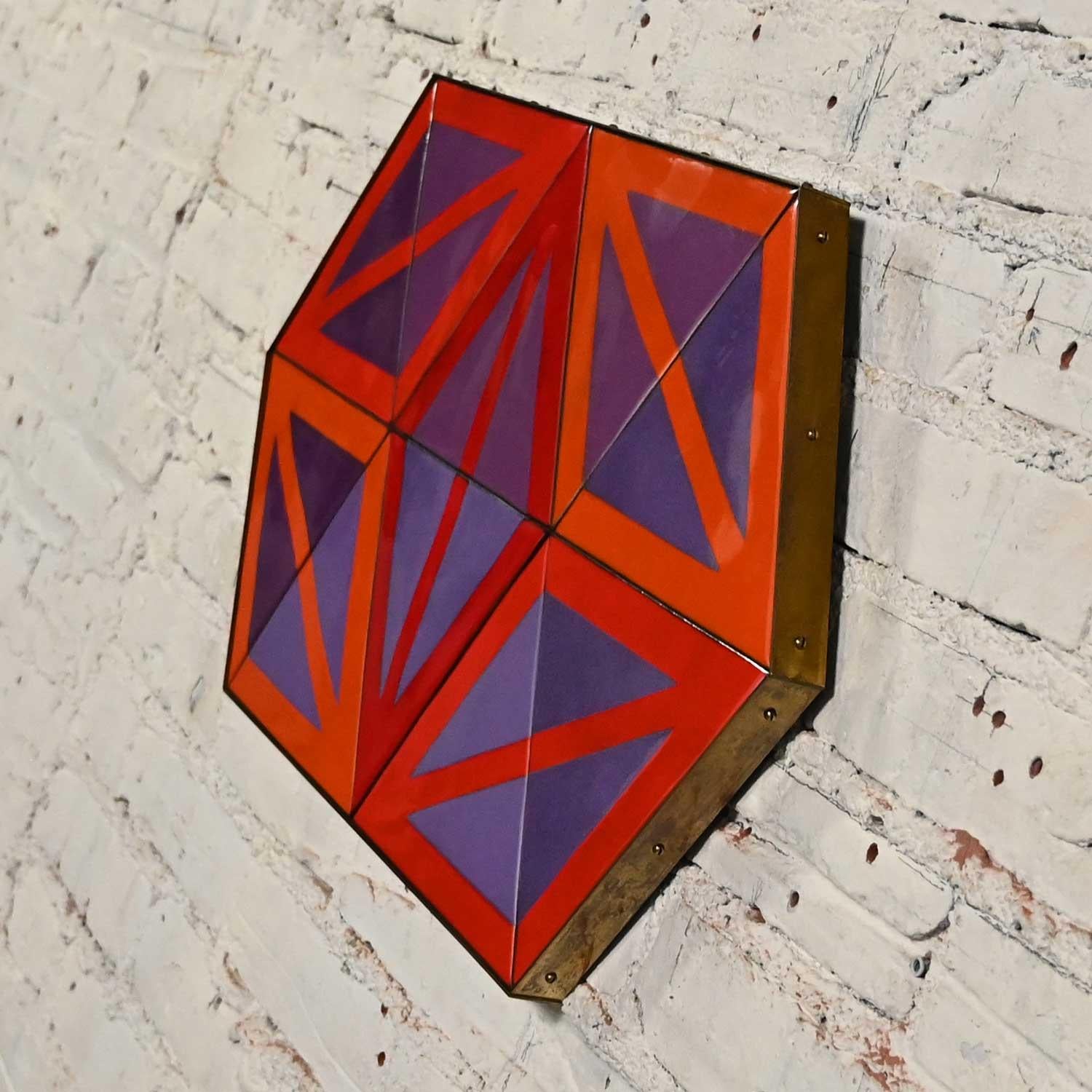 Vintage Ellamarie Woolley MCM Enamel on Copper Geometric Wall Sculpture ...