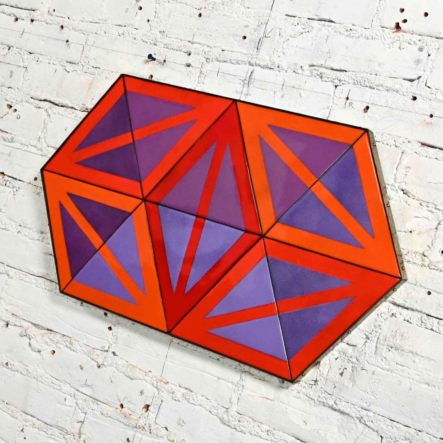 Vintage Ellamarie Woolley MCM Enamel on Copper Geometric Wall Sculpture ...