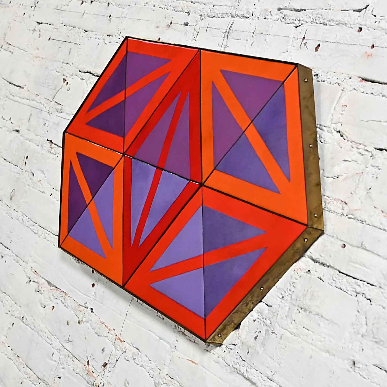 Vintage Ellamarie Woolley MCM Enamel on Copper Geometric Wall Sculpture ...