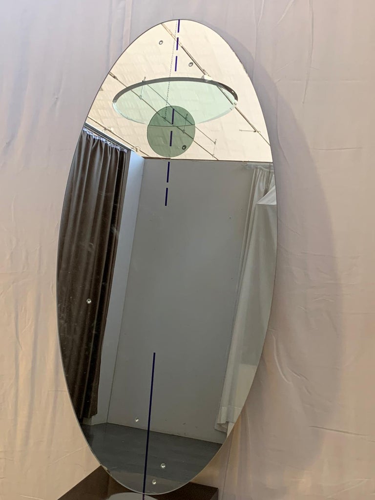 Vintage Elliptical Mirror, 1970s For Sale at 1stDibs