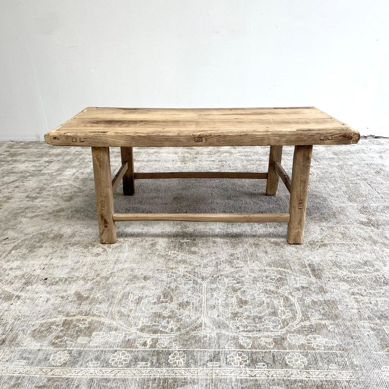 Vintage Elm Wood Coffee Table For Sale at 1stDibs