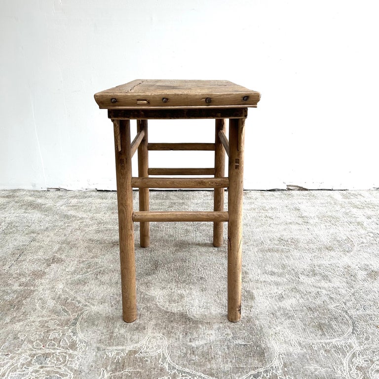 Vintage Elm Wood Console Table 37" Wide For Sale at 1stDibs