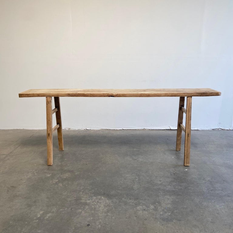 Vintage Elm Wood Console Table at 1stDibs