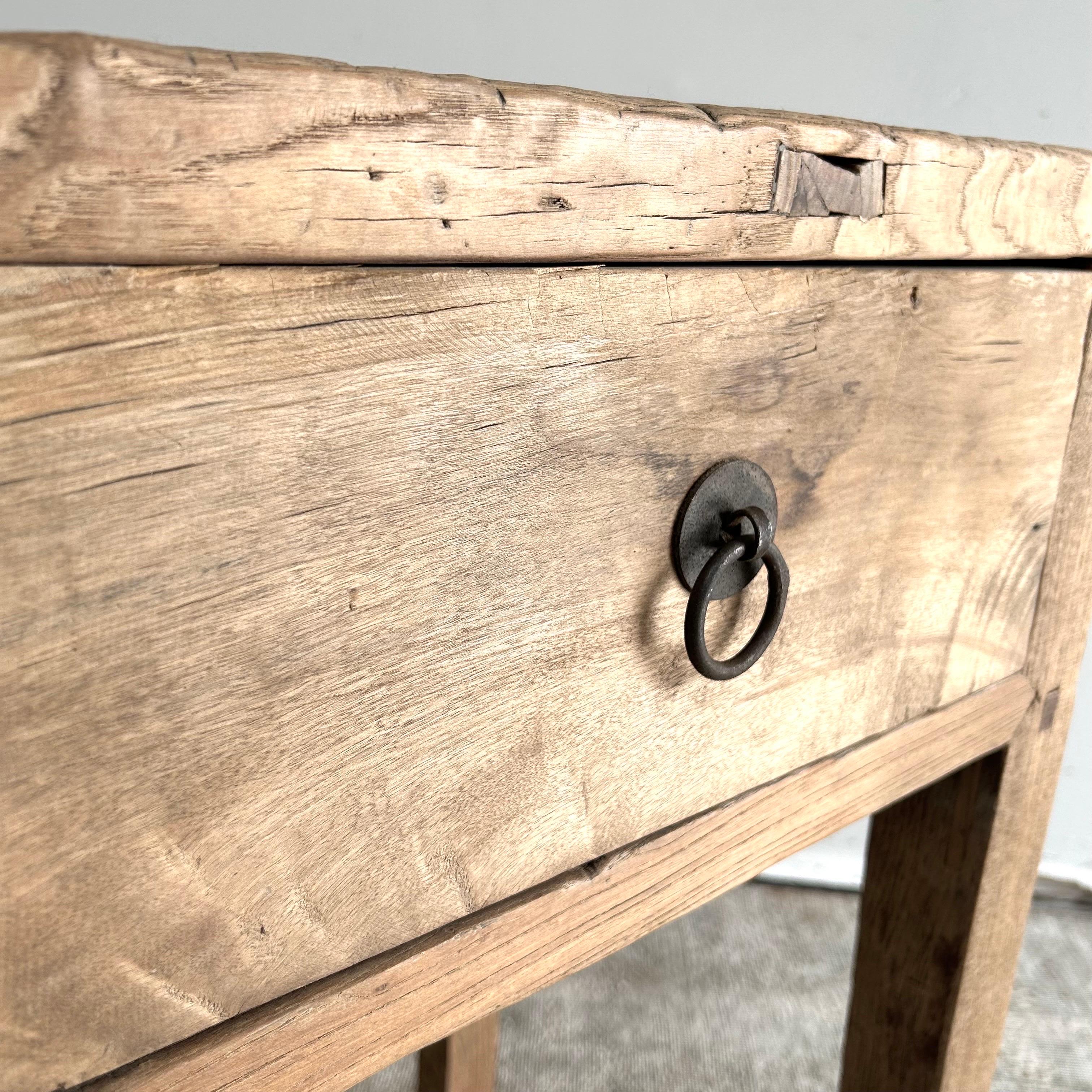 Vintage Elm Wood Console Table with 4 Drawers at 1stDibs