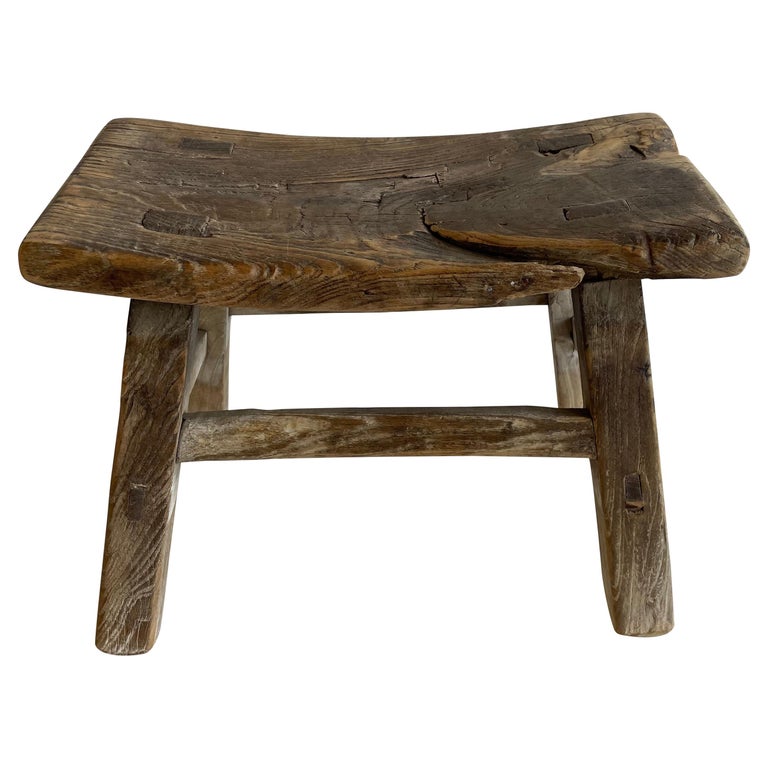 Vintage Elm Wood Mini Foot Stool at 1stDibs