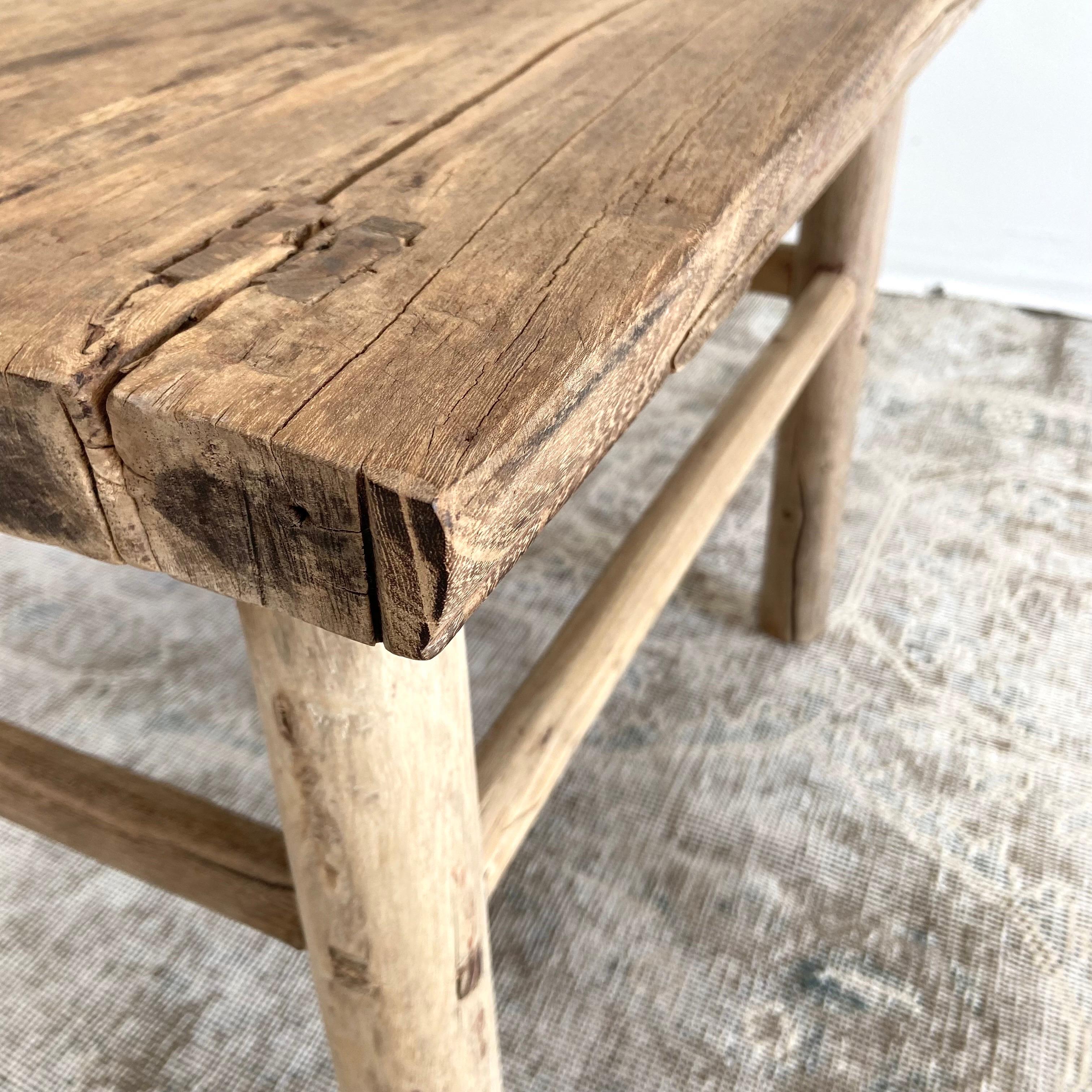 Vintage Elm Wood Side Table at 1stDibs