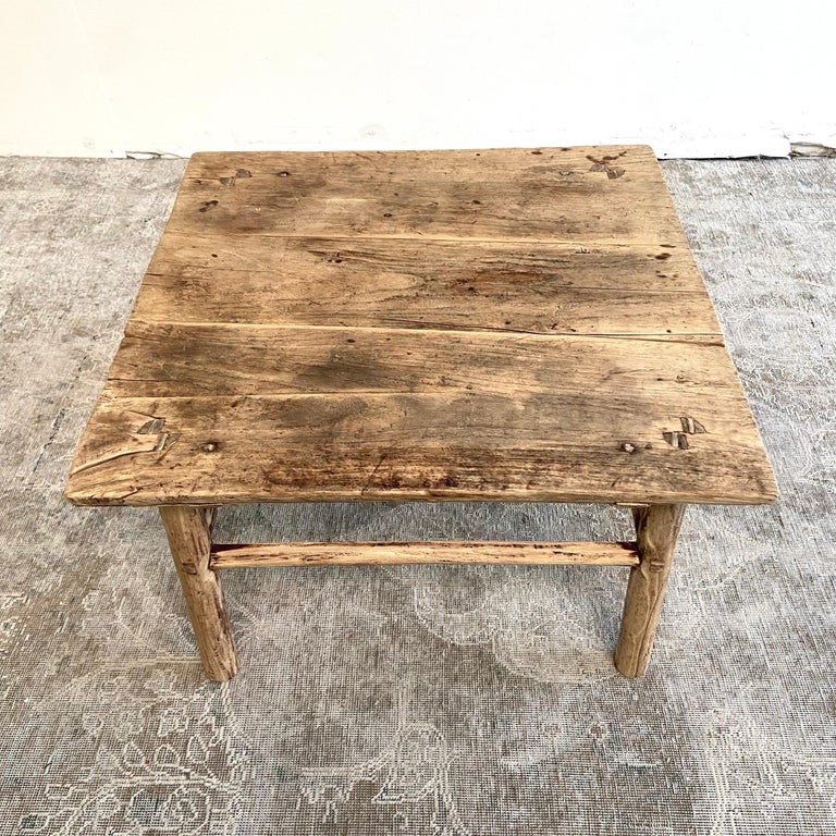 Vintage Elm Wood Side Table For Sale at 1stDibs