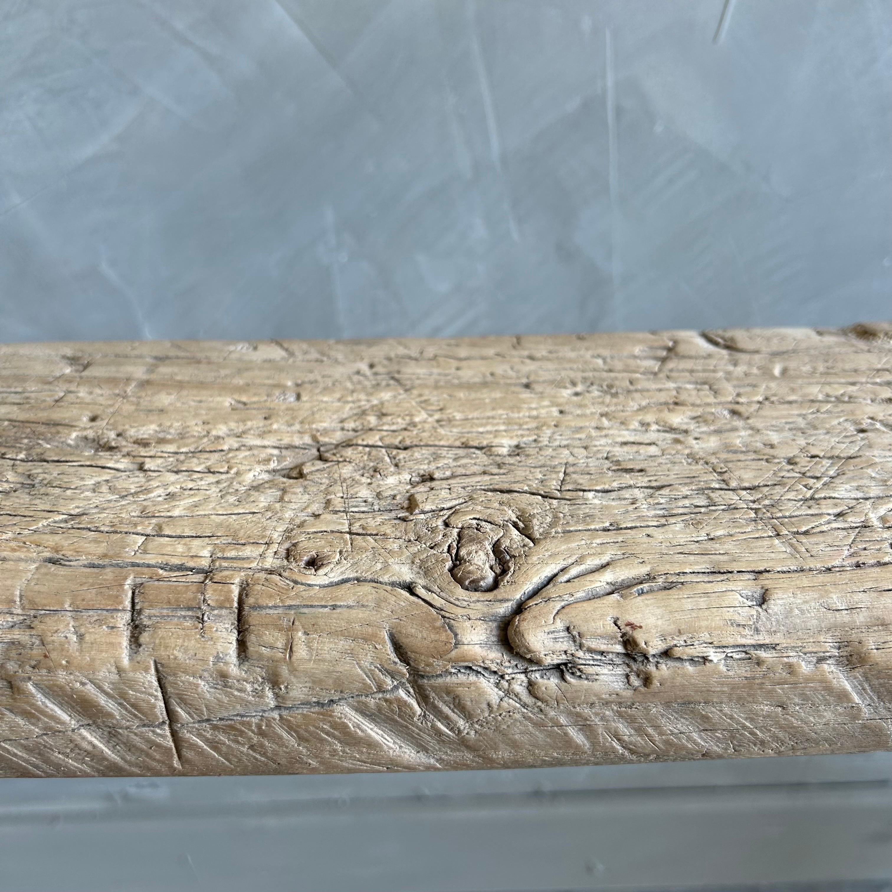 Vintage Elm Wood Skinny Bench For Sale at 1stDibs