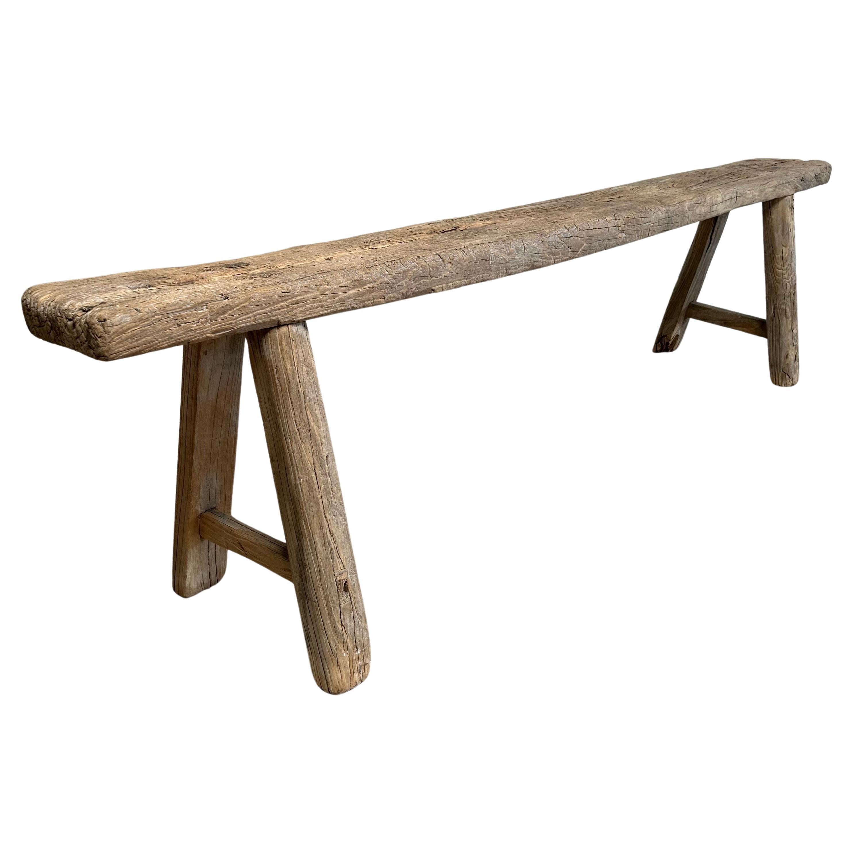 Rustic Wood Farm Style Bench with Red Patina at 1stDibs | rustic wooden ...