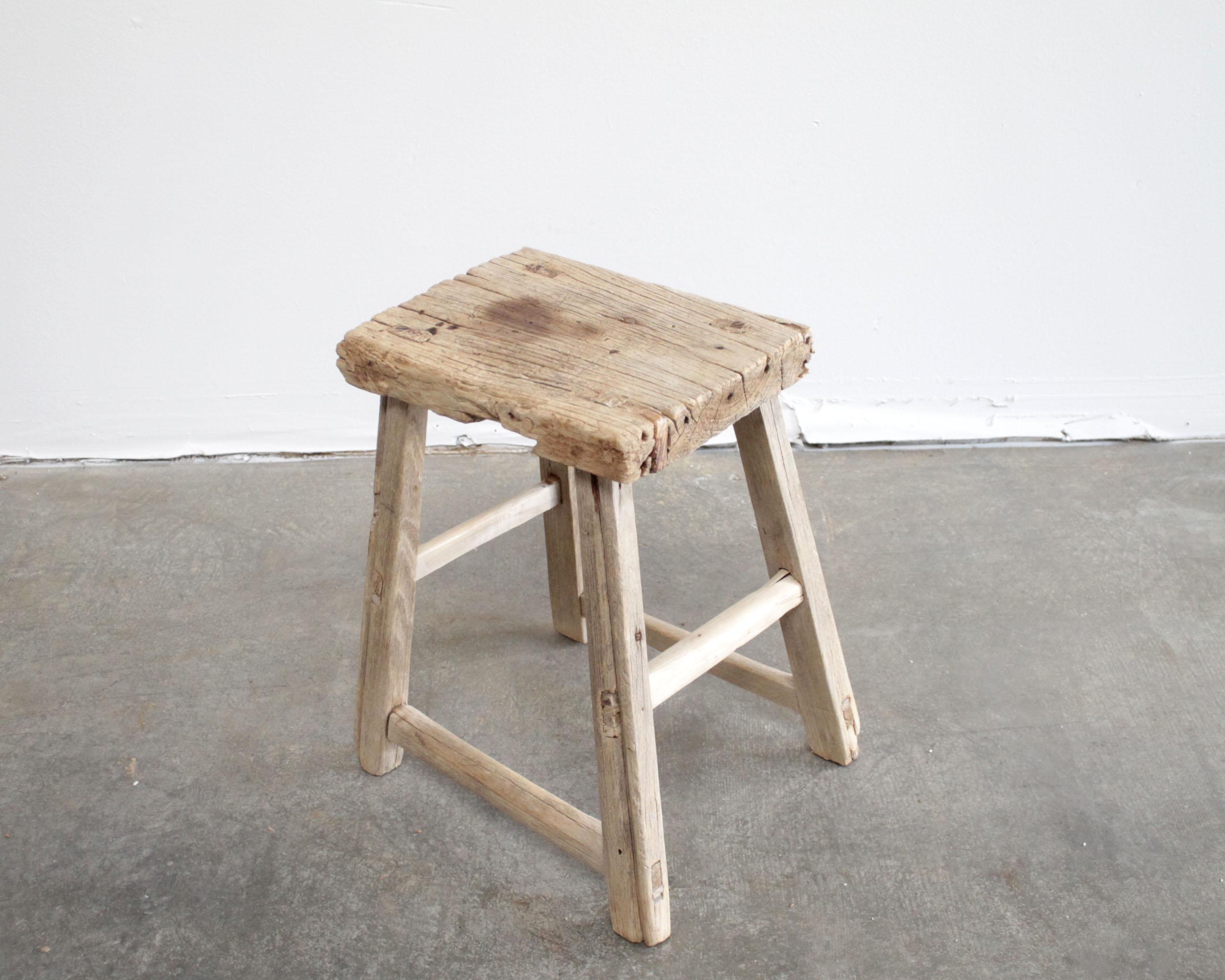 Vintage Elm Wood Stool at 1stDibs | vintage elm stool