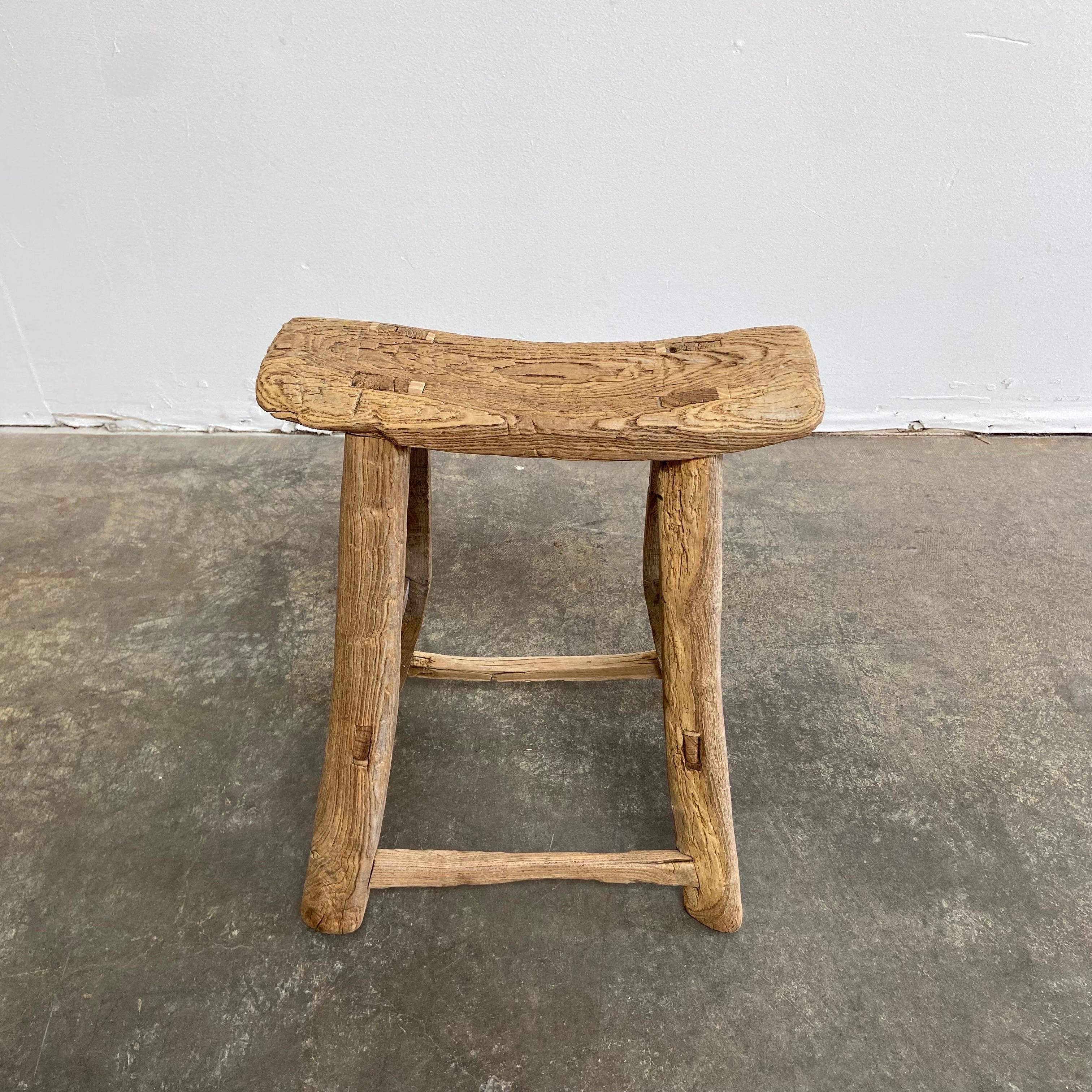 Vintage Elm Wood Stool at 1stDibs