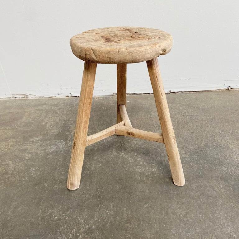 Vintage Elm Wood Stool at 1stDibs | antique elm stool