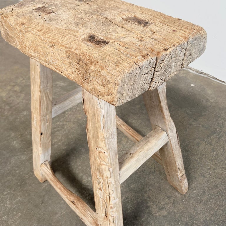 Vintage Elm Wood Stool For Sale at 1stDibs | vintage wooden stool ...