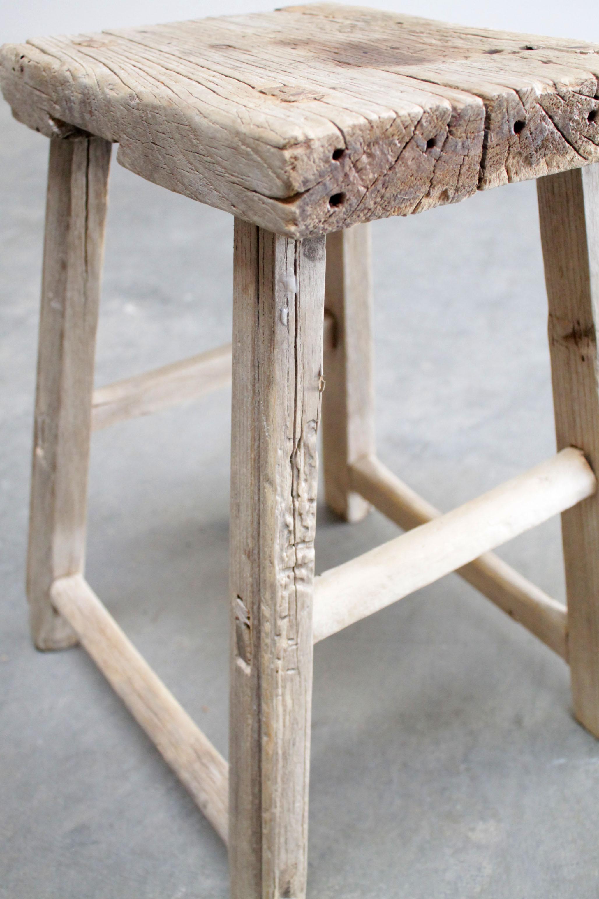 Vintage Elm Wood Stool at 1stDibs | vintage elm stool