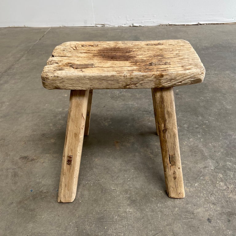 Vintage Elm Wood Stool For Sale at 1stDibs