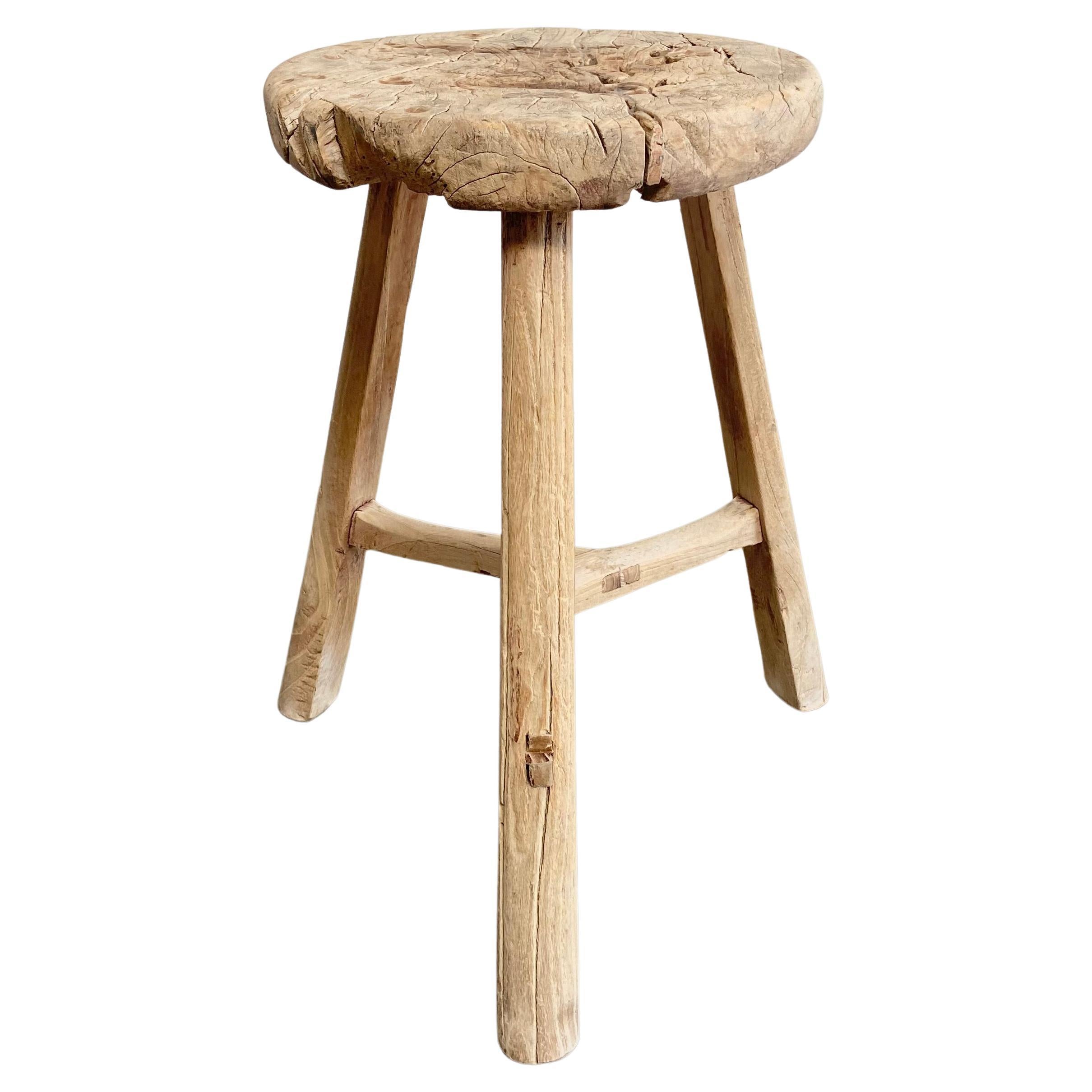 Vintage Elm Wood Stool at 1stDibs | antique elm stool