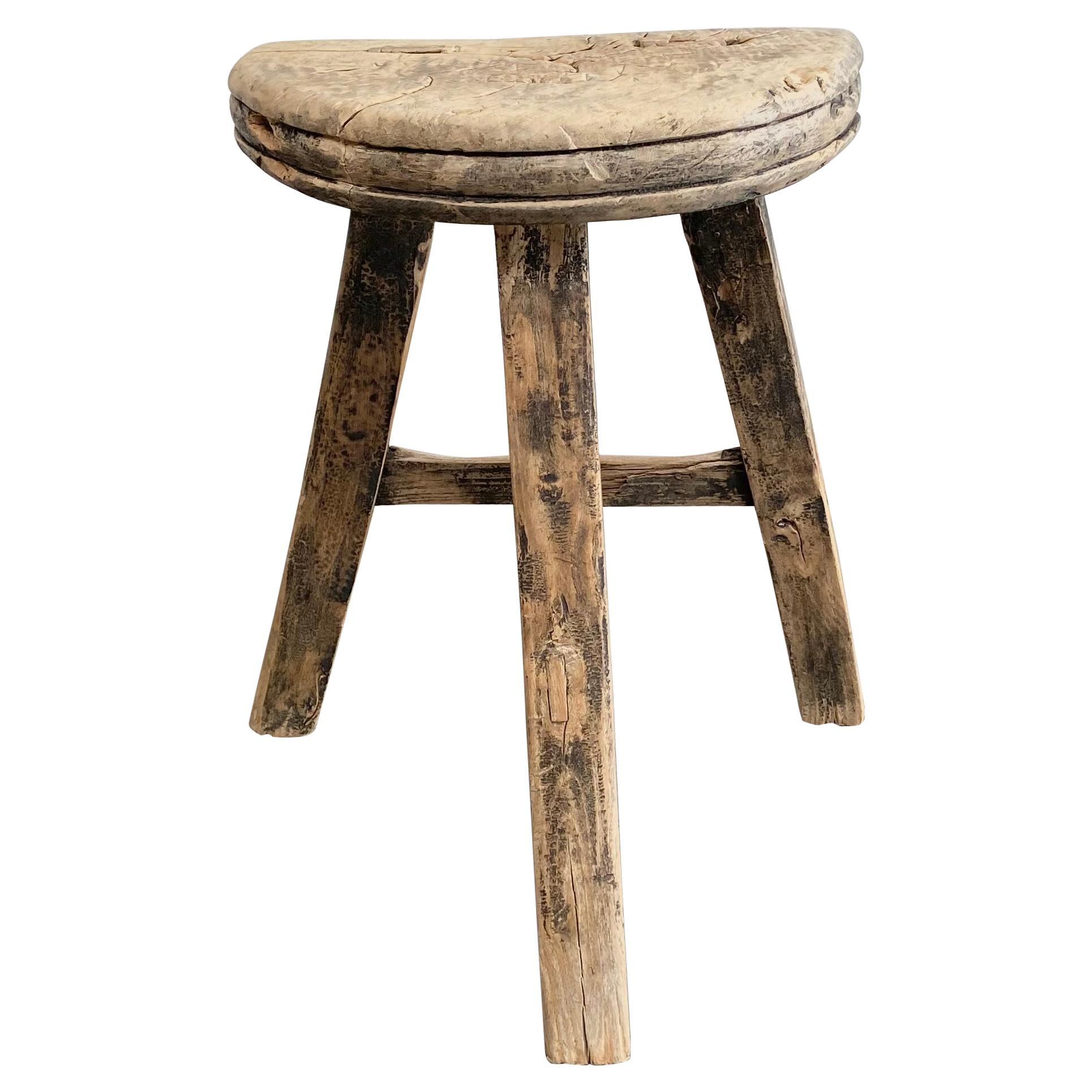 Vintage Rustic Teak Wood Side Table at 1stDibs