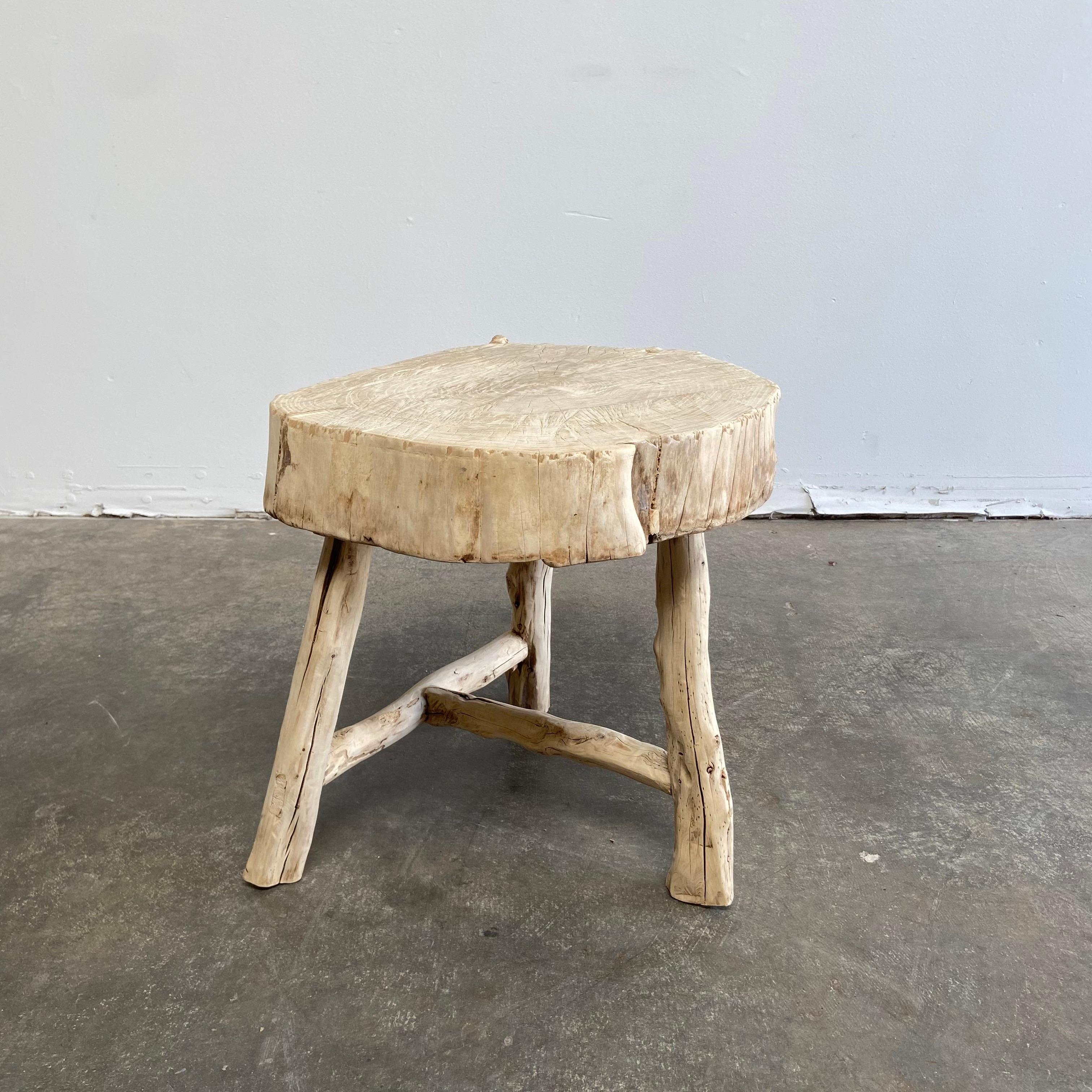 Vintage Elm Wood Stump Side Table at 1stDibs