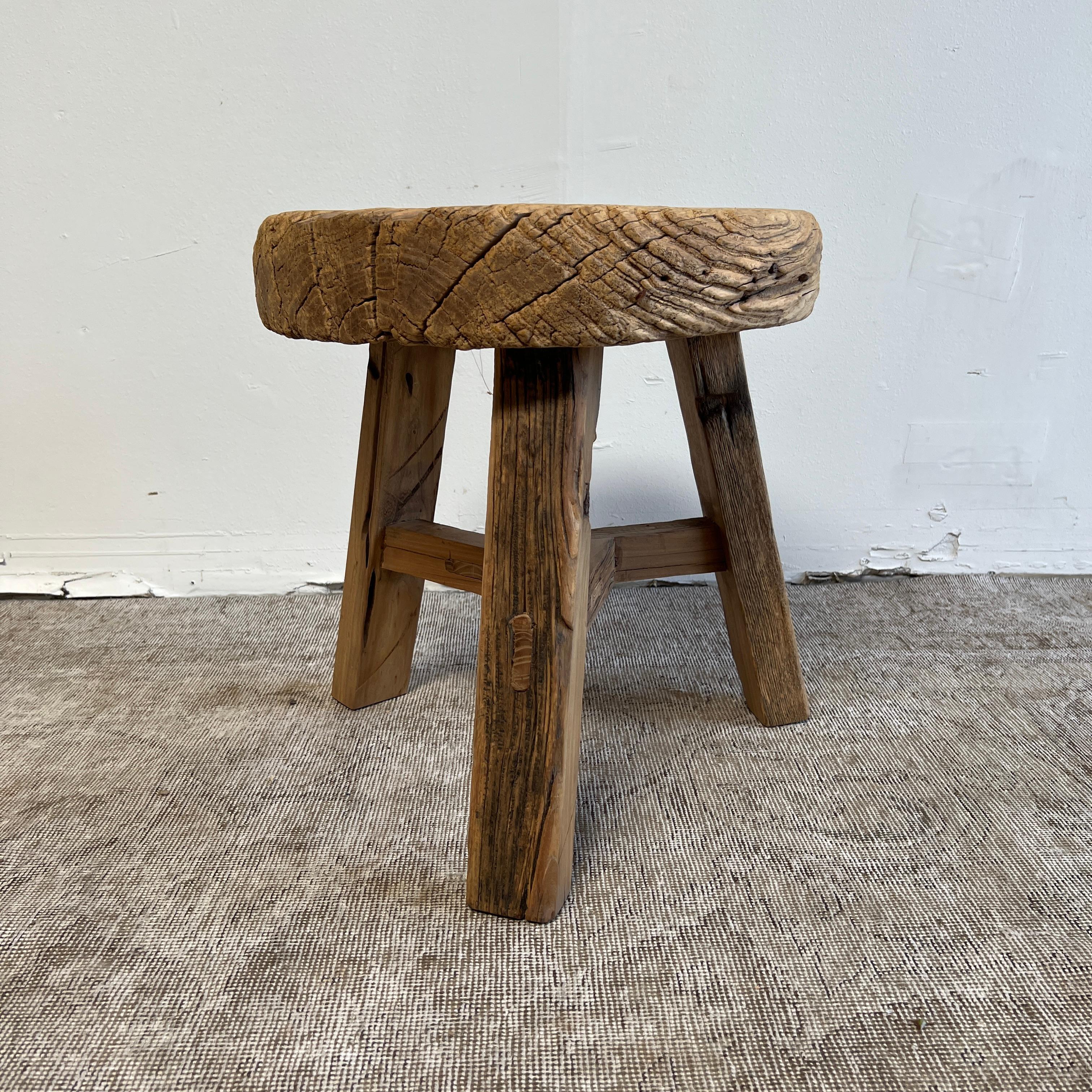 Vintage Elm Wood Wheel Table at 1stDibs