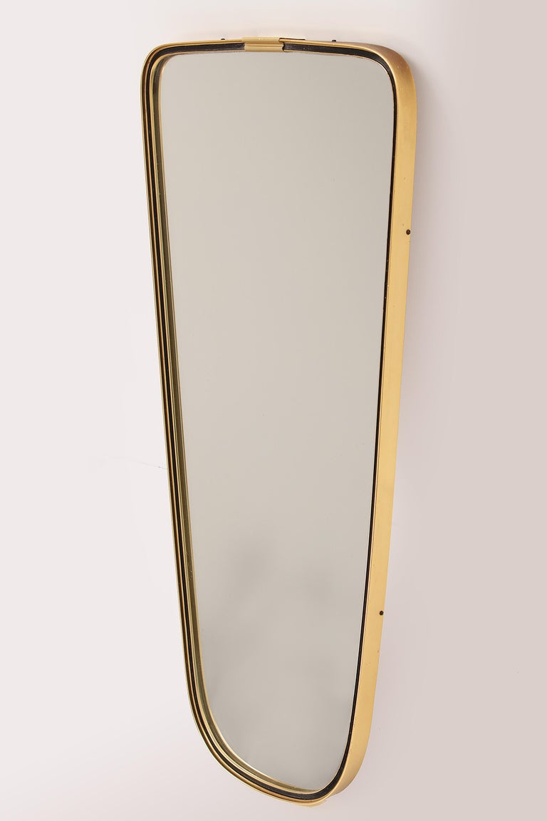 Vintage Elongated Mirror with Brass Rim, 1960s For Sale at 1stDibs