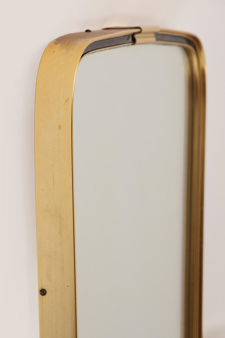 Vintage Elongated Mirror with Brass Rim, 1960s For Sale at 1stDibs