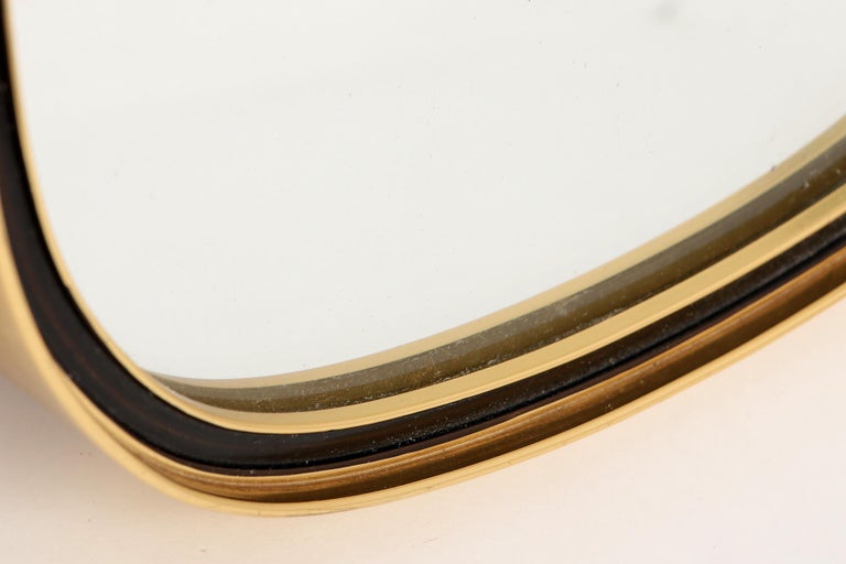 Vintage Elongated Mirror with Brass Rim, 1960s For Sale at 1stDibs