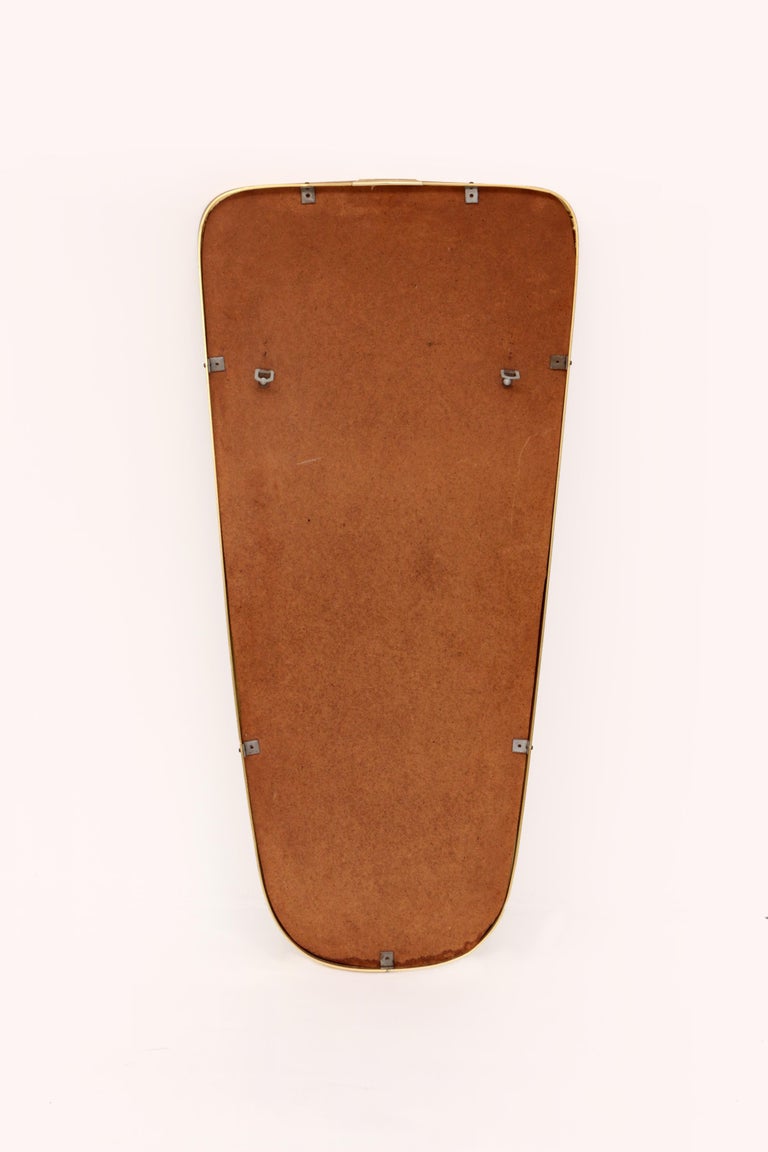 Vintage Elongated Mirror with Brass Rim, 1960s For Sale at 1stDibs