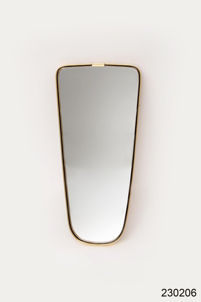 Vintage Elongated Mirror with Brass Rim, 1960s For Sale at 1stDibs