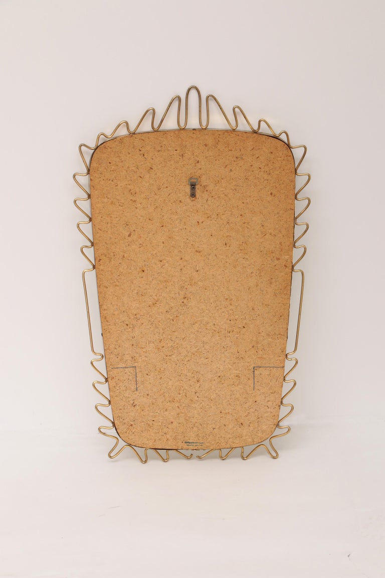 Vintage Elongated Mirror with Ornate Brass Edge, 1960s For Sale at 1stDibs