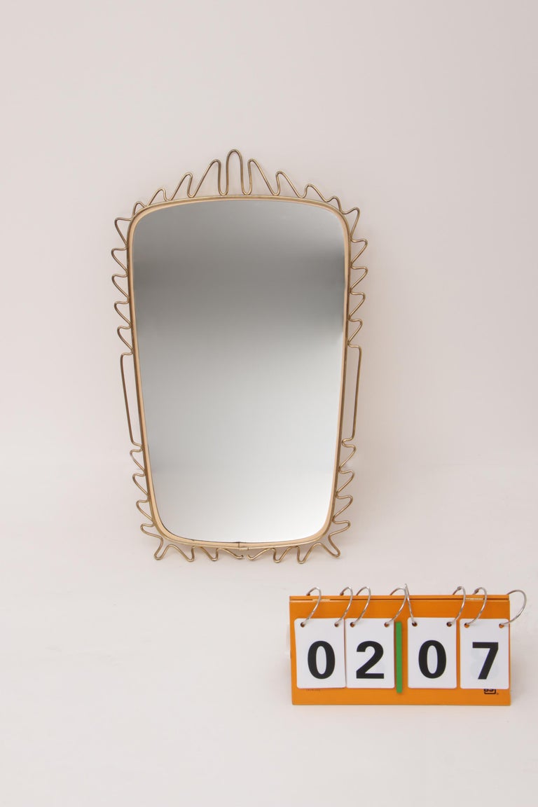 Vintage Elongated Mirror with Ornate Brass Edge, 1960s For Sale at 1stDibs