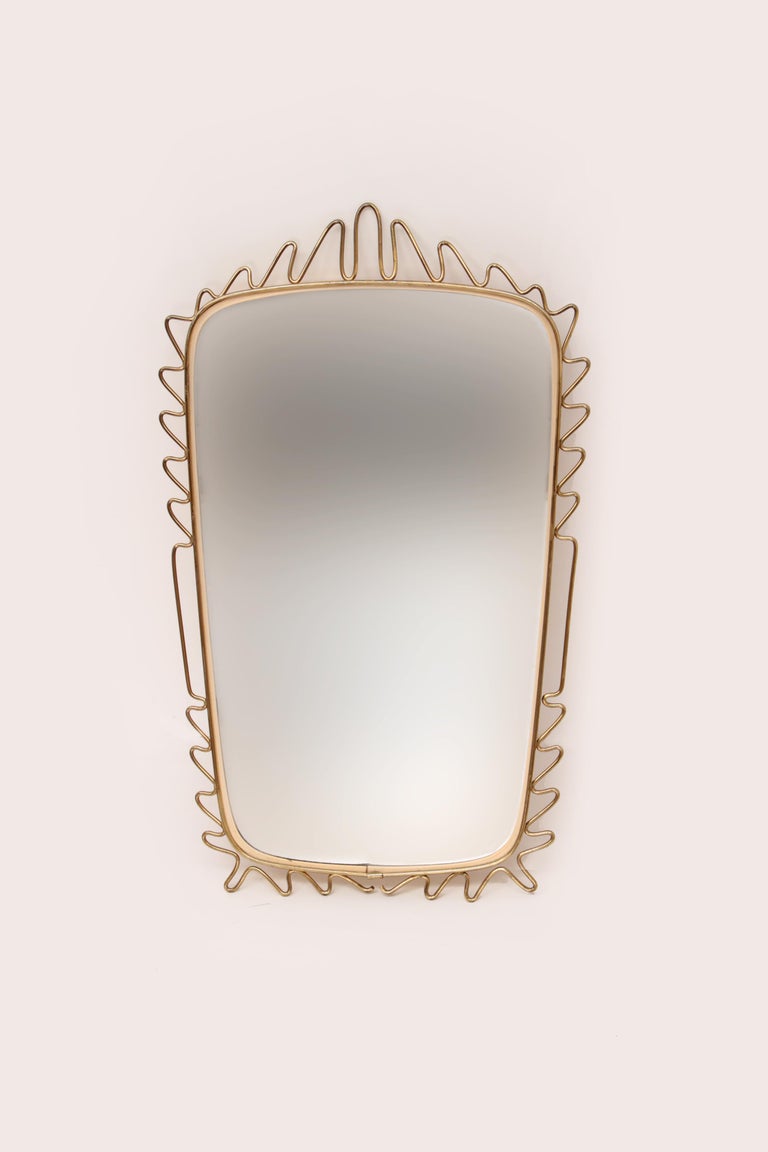 Vintage Elongated Mirror with Ornate Brass Edge, 1960s For Sale at 1stDibs