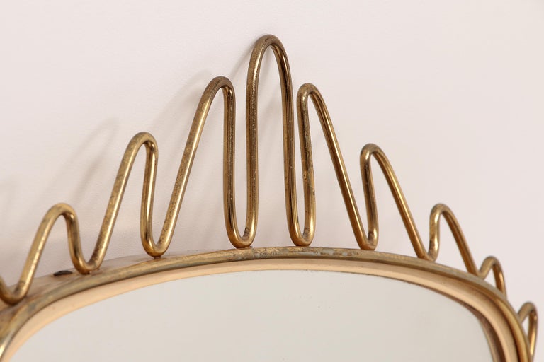 Vintage Elongated Mirror with Ornate Brass Edge, 1960s For Sale at 1stDibs