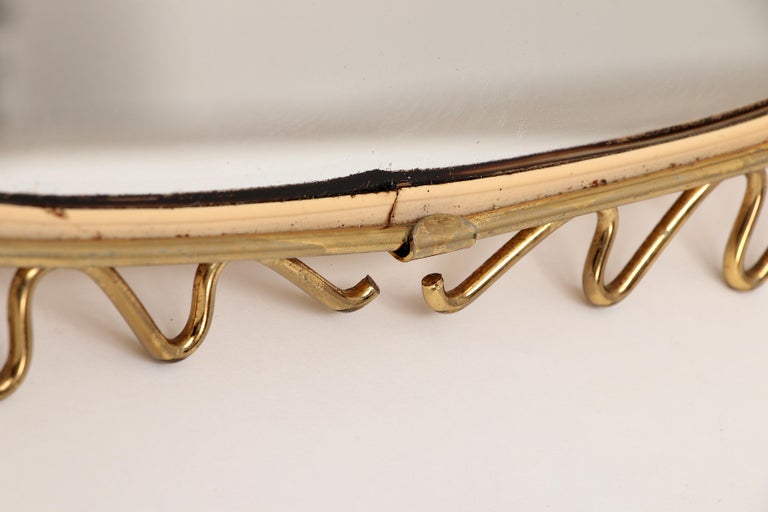 Vintage Elongated Mirror with Ornate Brass Edge, 1960s For Sale at 1stDibs