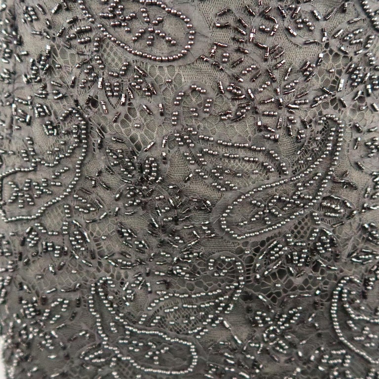 Vintage EMANUEL UNGARO Size 8 Black Beaded Lace Sleeveless Dress For ...