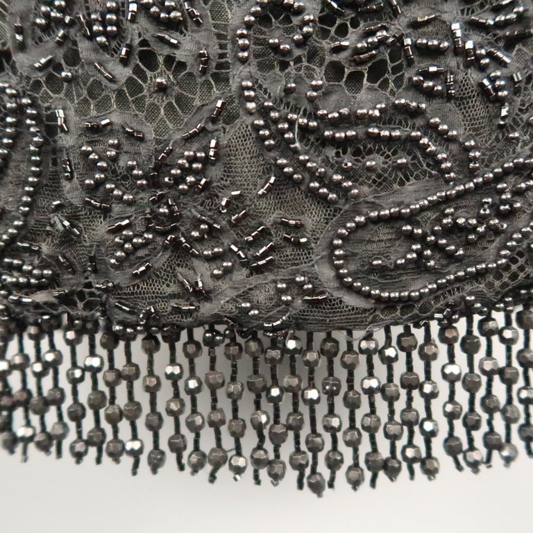 Vintage EMANUEL UNGARO Size 8 Black Beaded Lace Sleeveless Dress For ...