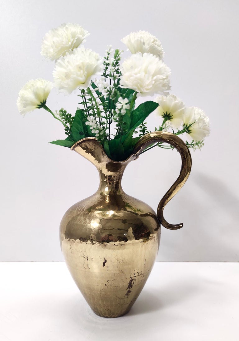 Vintage Embossed Copper and Brass Pitcher Vase by Egidio Casagrande ...