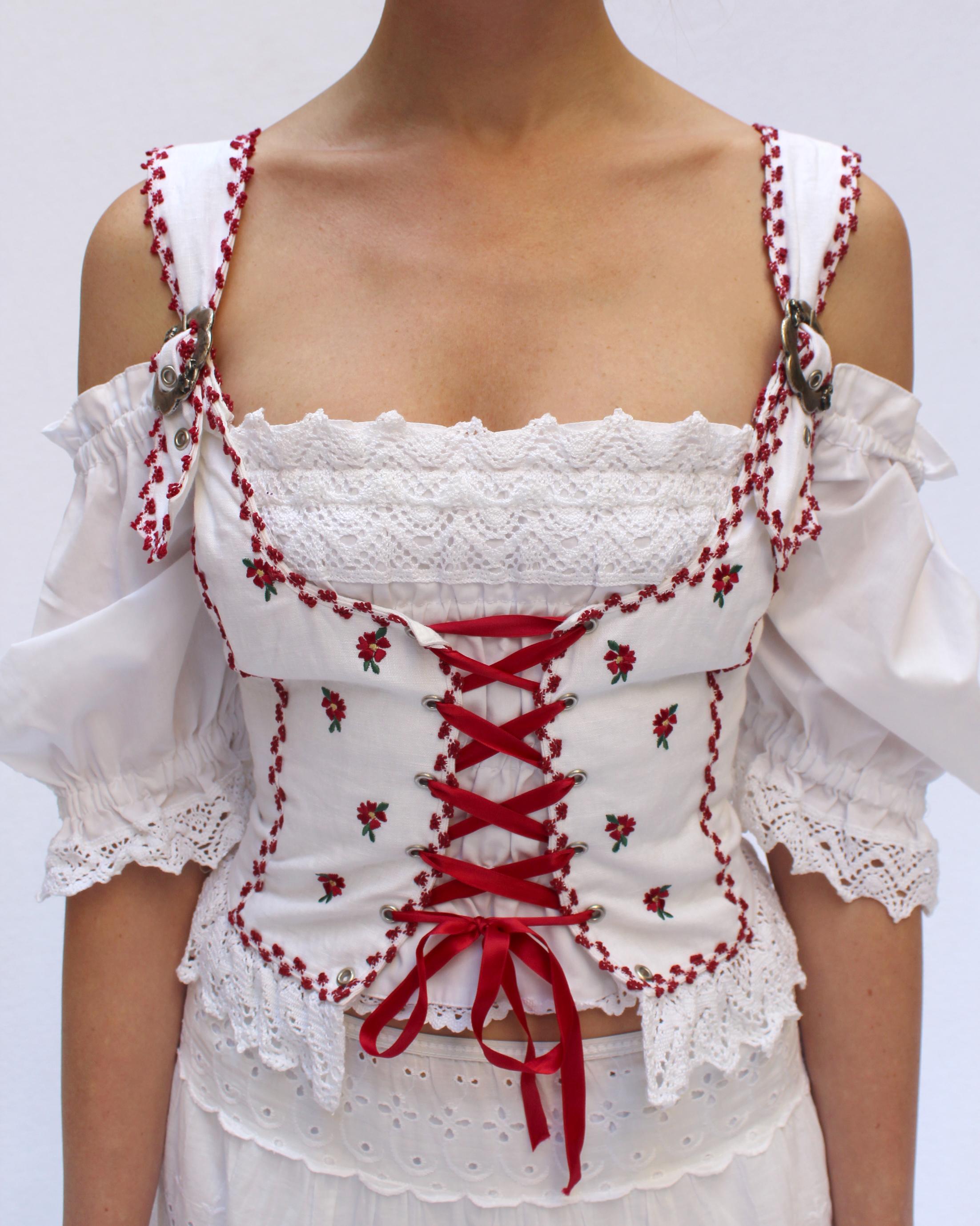 Vintage Embroidered Dirndl Top For Sale at 1stDibs