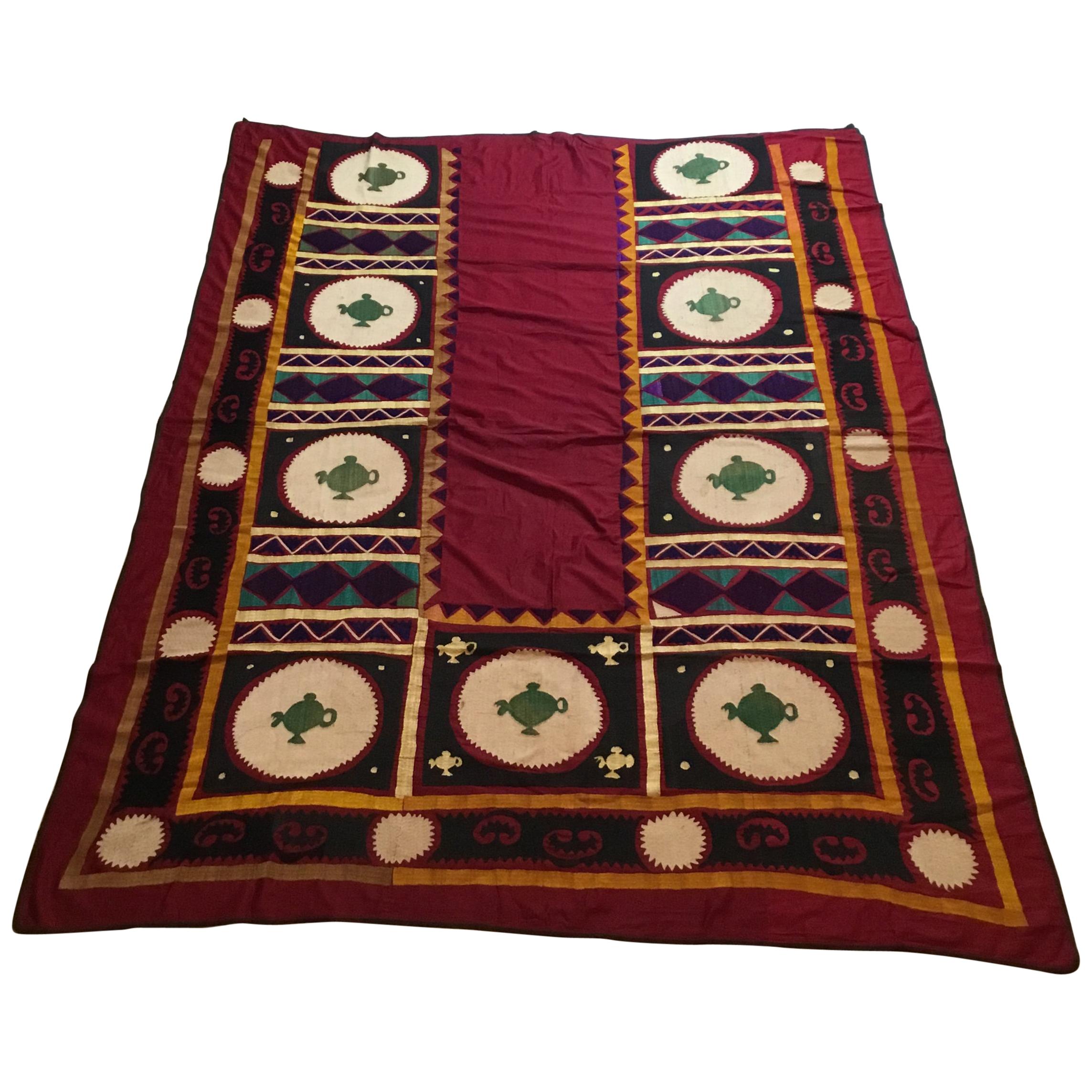 Vintage Embroidered Suzani Textile For Sale at 1stDibs