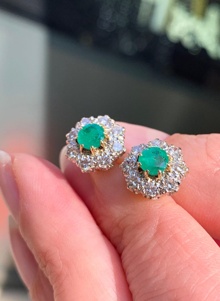 Vintage Emerald and Diamond Coronet Cluster 18 Carat Gold and Platinum ...