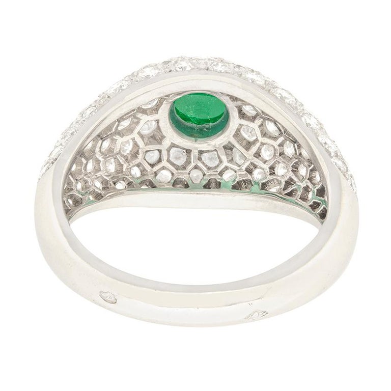 Vintage Emerald and Diamond French Bombe Ring, circa 1950s at 1stDibs