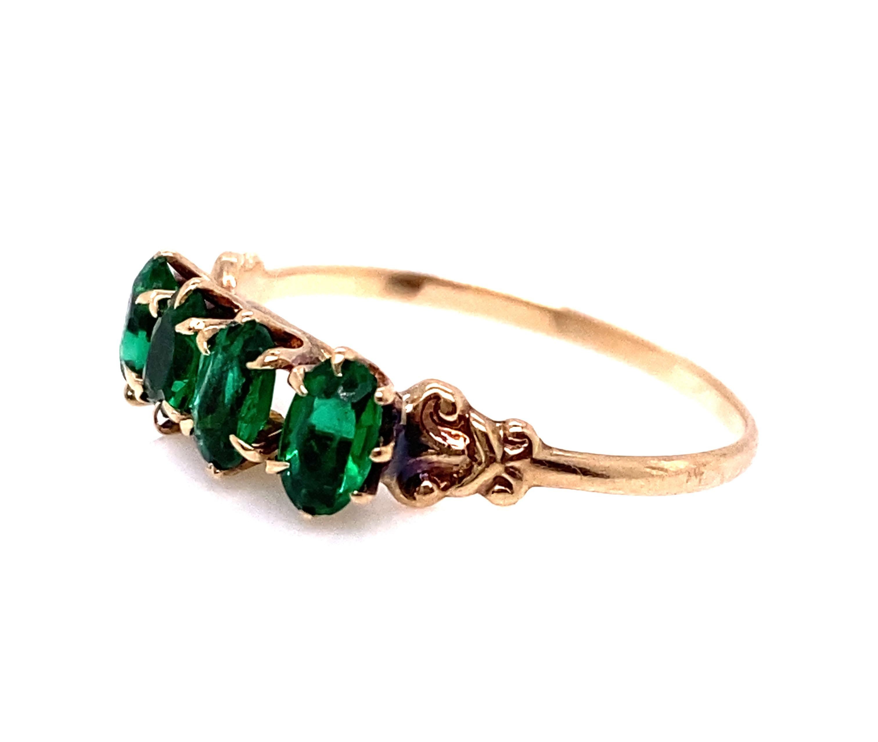 Vintage Emerald Cocktail Birthstone Ring 1.12ct Antique Victorian 14K ...
