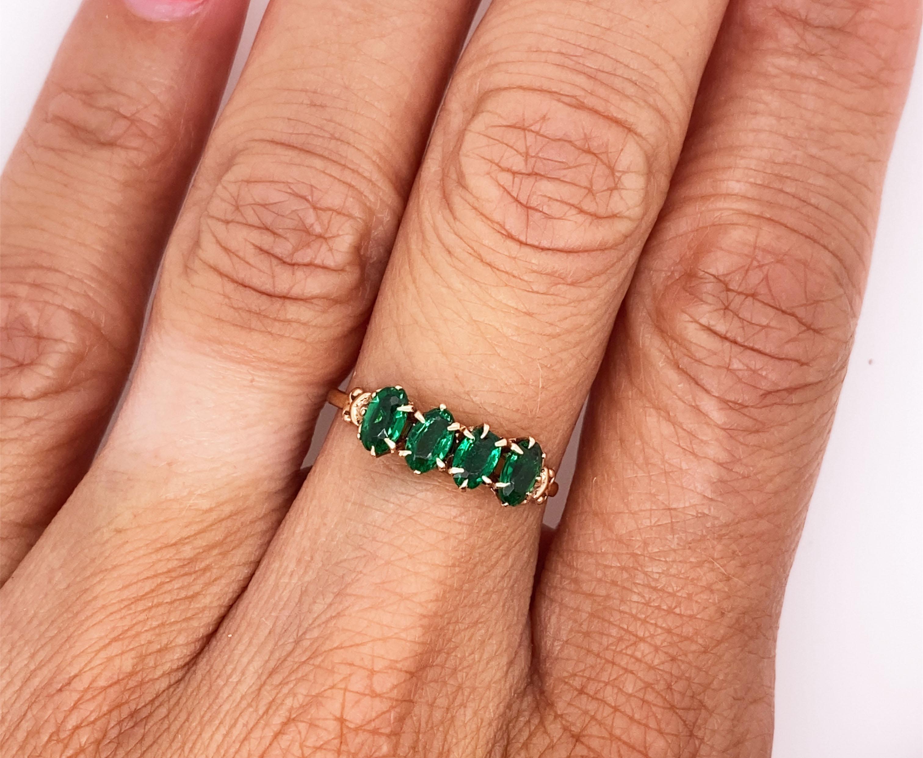 Vintage Emerald Cocktail Birthstone Ring 1.12ct Antique Victorian 14K ...