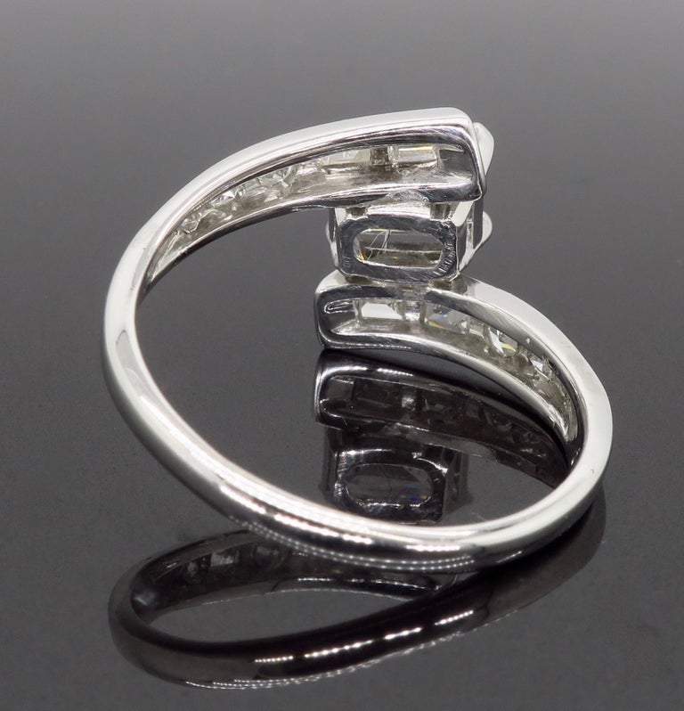 Vintage Emerald Cut Diamond Bypass Ring at 1stDibs