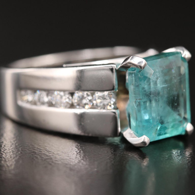 Customizable Vintage Emerald Cut Emerald Diamonds Engagement Ring For ...