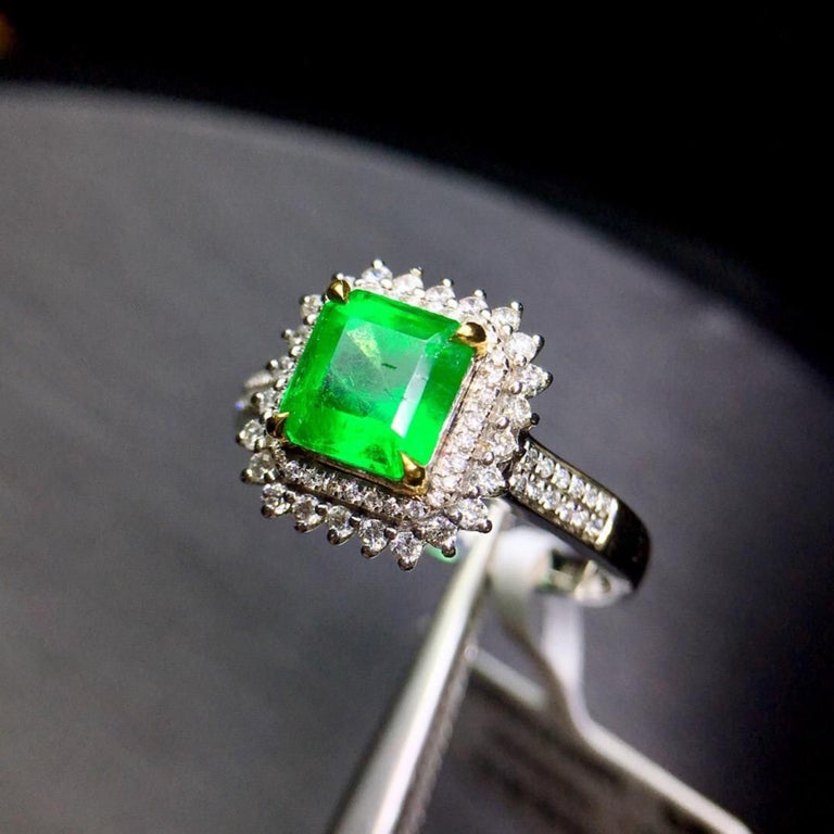 Customizable Vintage Emerald Cut Emerald Engagement Ring, Antique ...