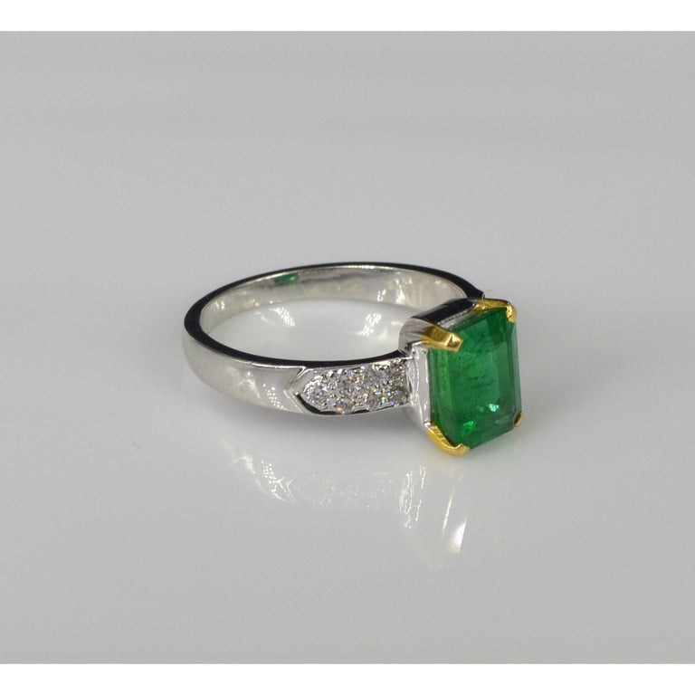 Customizable Vintage Emerald Cut Natural Emerald Engagement, Emerald ...