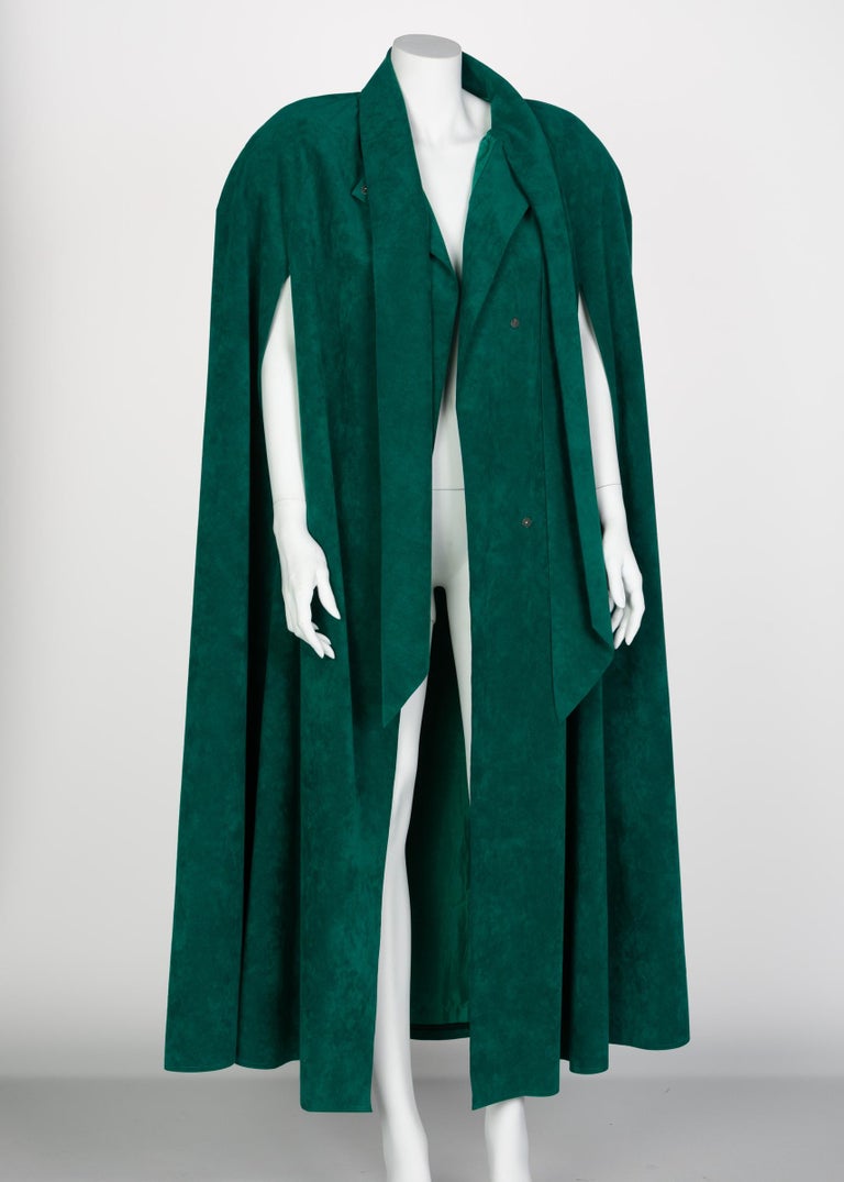 Vintage Emerald Green Ultrasuede Halston Style Cape, 1970s at 1stDibs